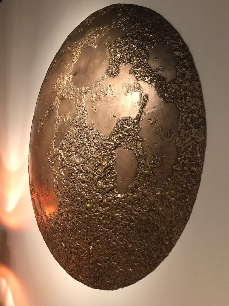 Large Bronze Moon Wall Mounted Sculpture For Sale at 1stDibs