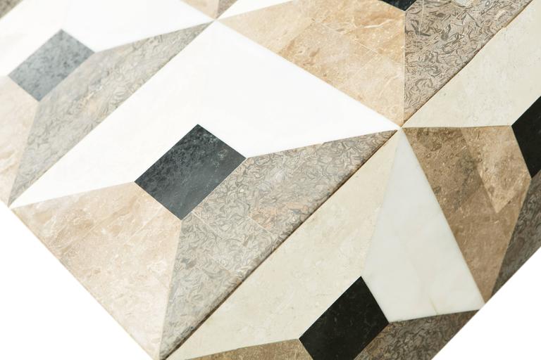 Custom Geometric Design Marble and Brass Coffee Table at 1stDibs