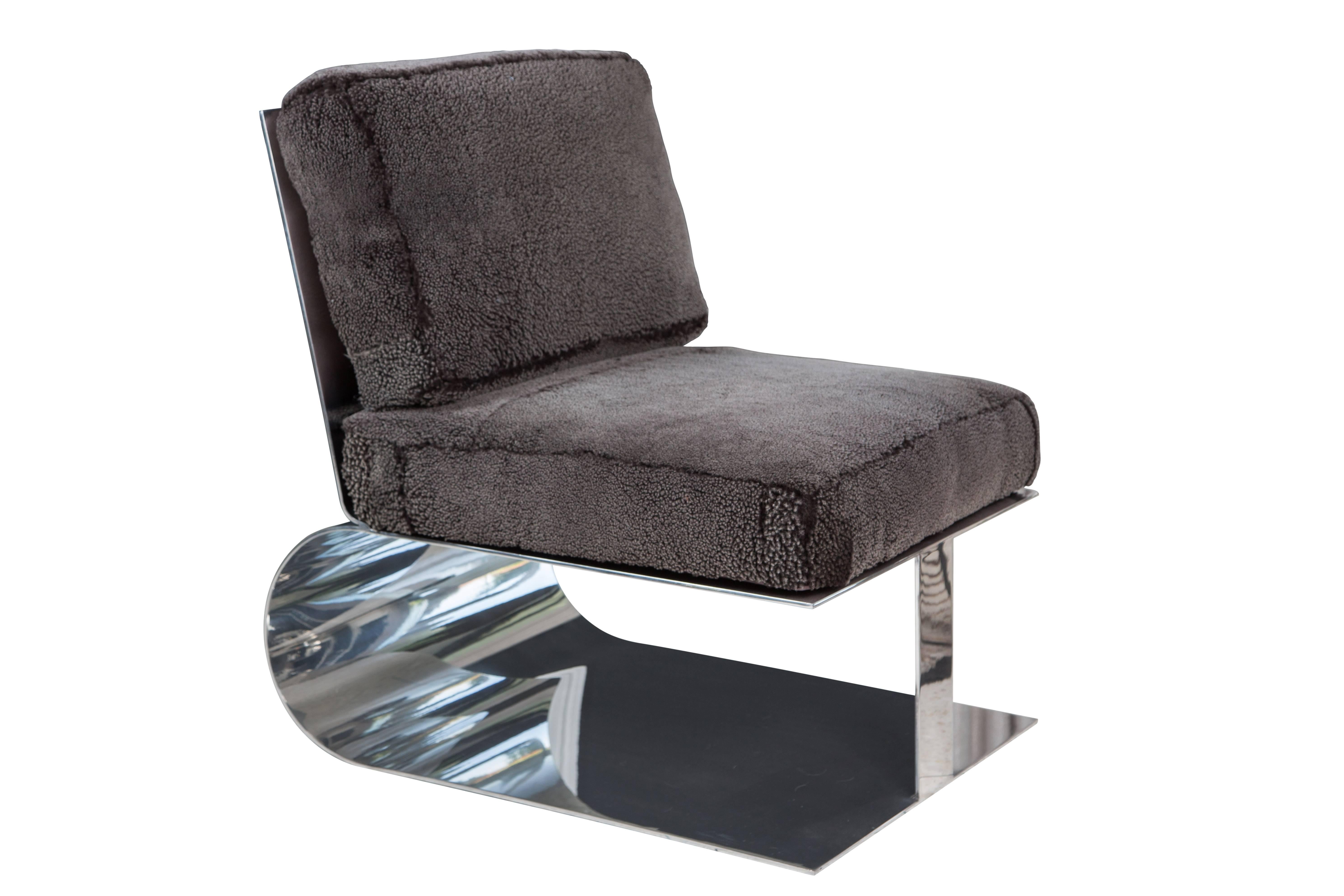 Pair of Custom Polished Aluminum Lounge Chairs For Sale at 1stDibs