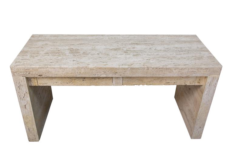 Travertine Desk or Console Attributed to Michael Taylor, Late 1970s at ...