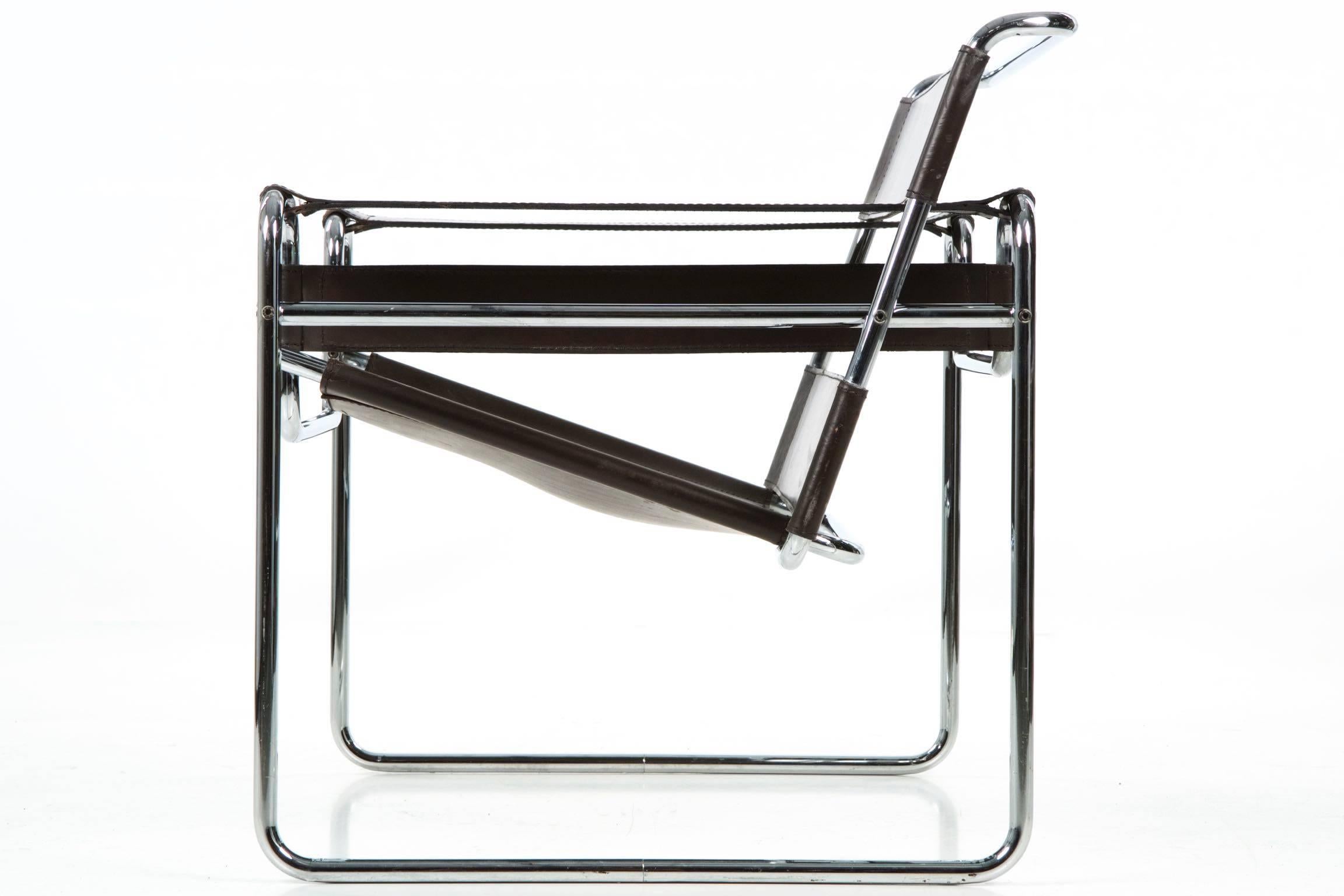 Mid-Century Modern Tubular Leather Lounge "Wassily" Chair, Marcel ...