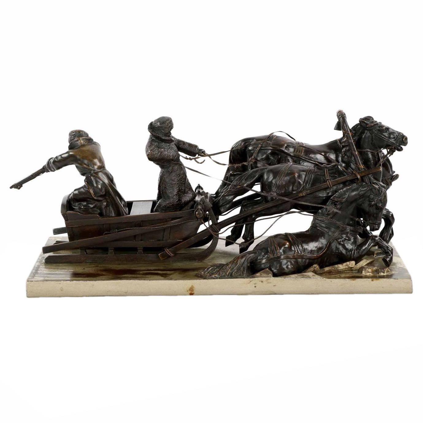 Authentic Albert Moritz-Wolf, Bronze Sculpture "Huntsmen" at 1stDibs