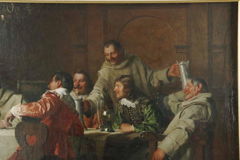 Large and Exceptional Painting of Monks and Soldiers by Fritz Freund ...