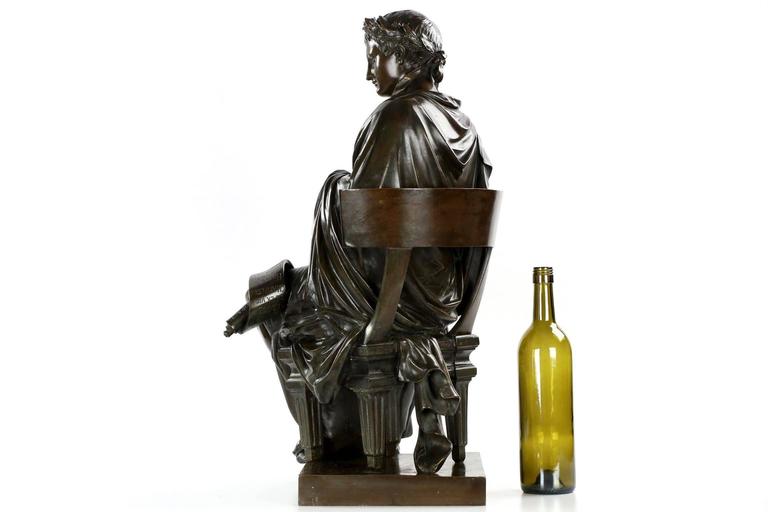 19th Century French Bronze Sculpture of Seated Classical Poet Horace at ...
