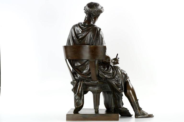 19th Century French Bronze Sculpture of Seated Classical Poet Horace at ...
