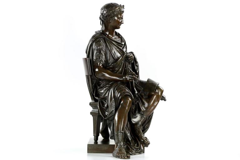 19th Century French Bronze Sculpture of Seated Classical Poet Horace at ...