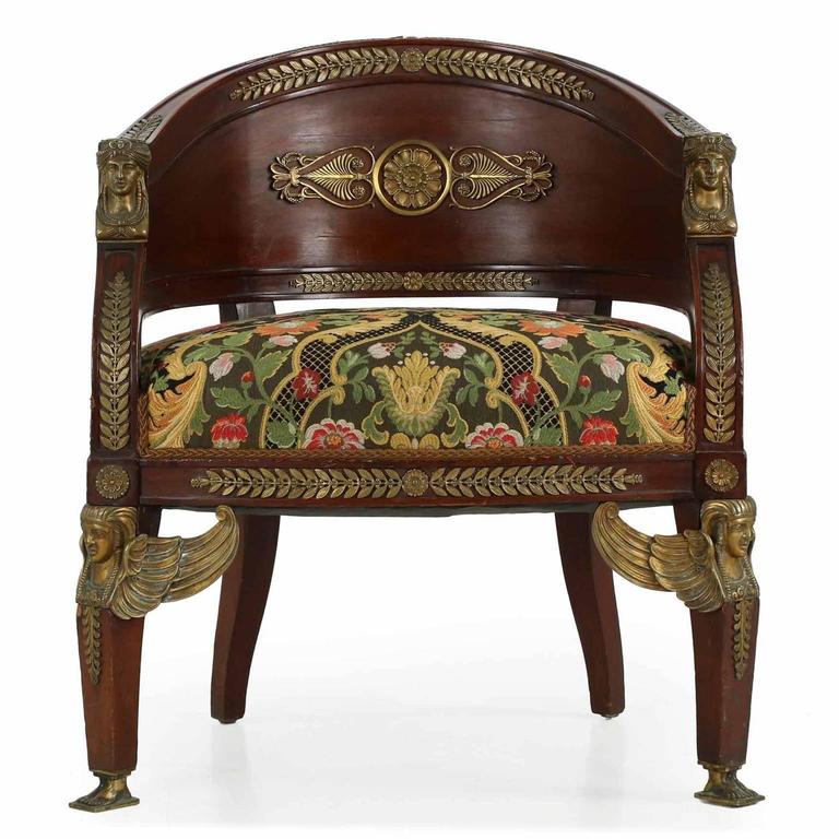 Fine Egyptian Revival Bronze Mounted Mahogany Tub Armchair, circa 1860 ...