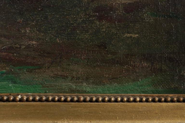 19th Century French Barbizon School Antique Painting of a Forest Scene ...