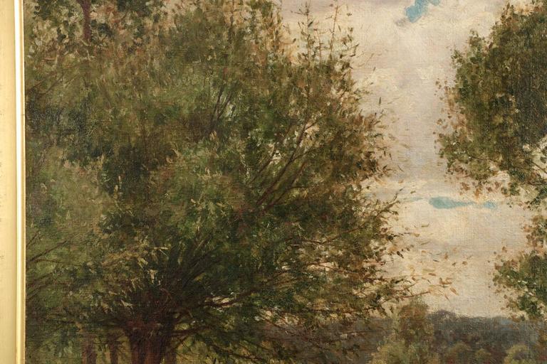 Landscape Painting of Bridges over Stream by Clarence Edward Roe, 19th ...