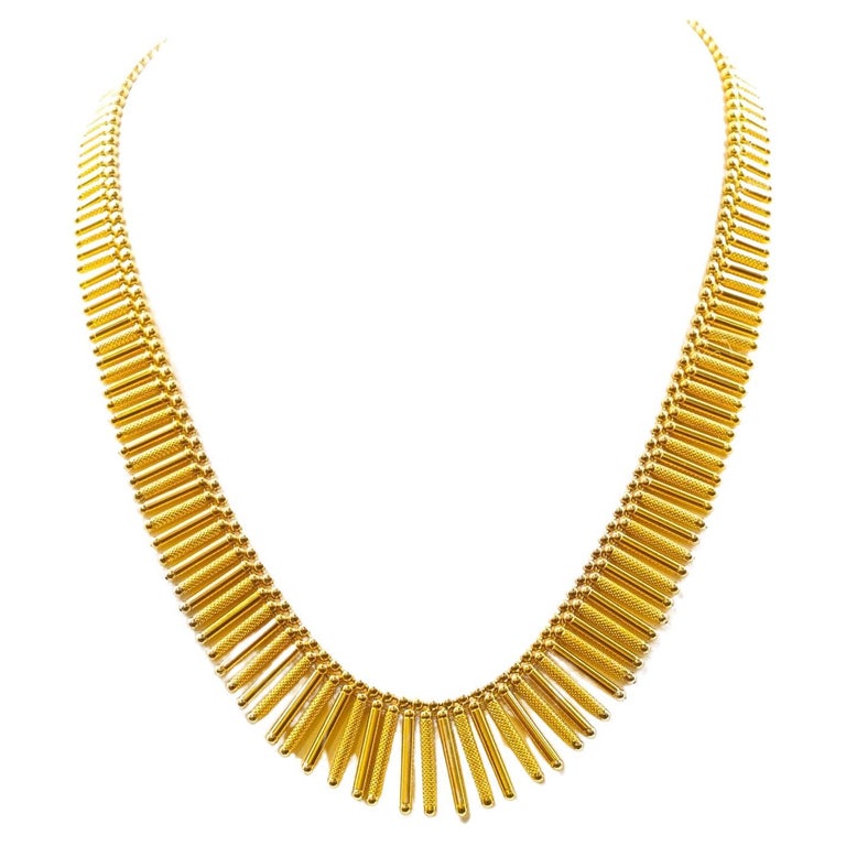Vintage Italian 18k Yellow Gold "Fringe" Necklace by Uno-A-Erre For ...