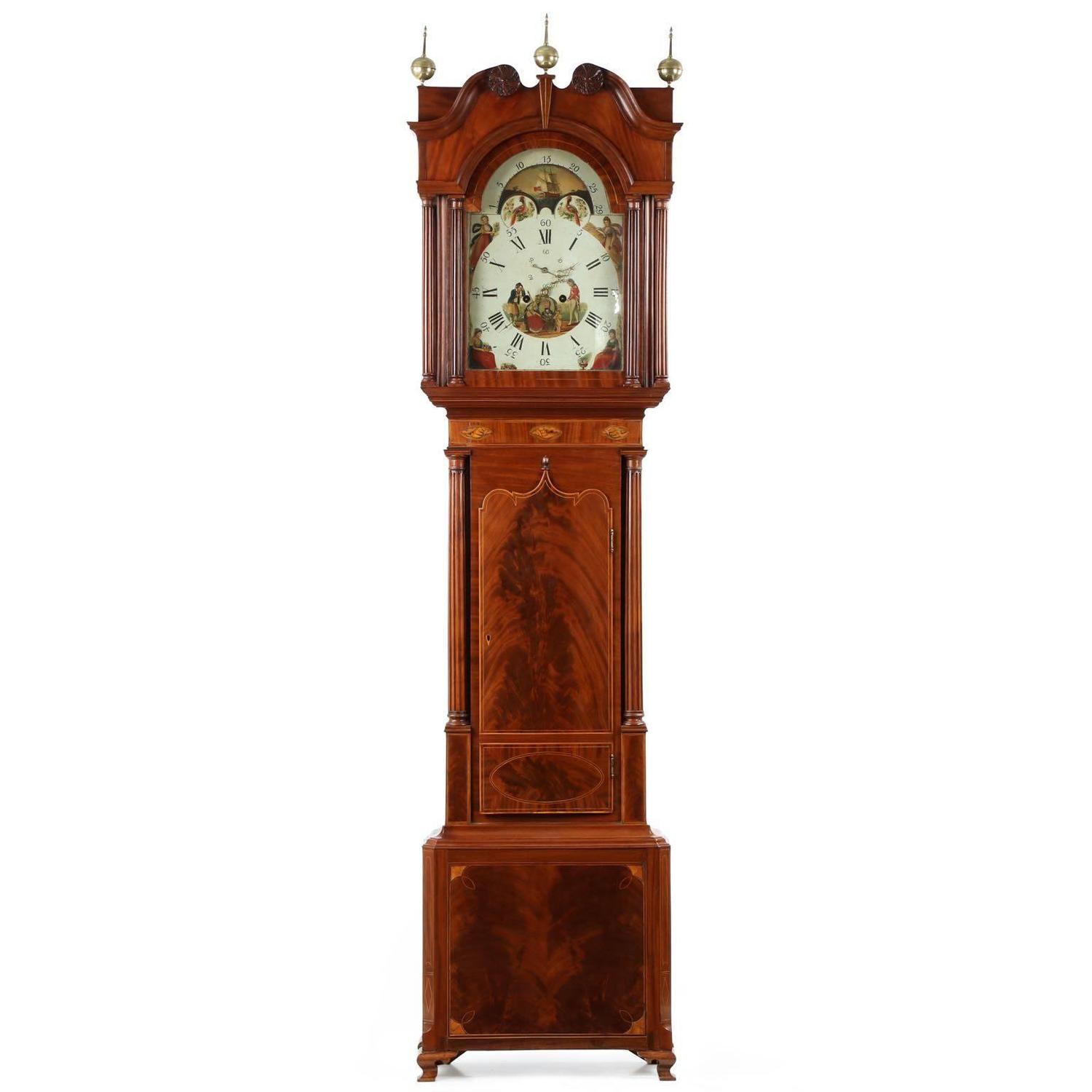English Georgian Mahogany Antique Tall Case Clock Tribute to Admiral ...