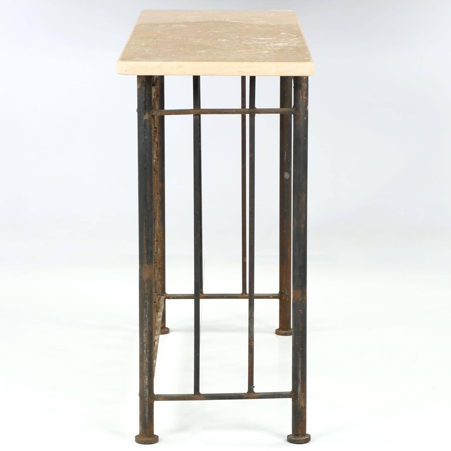 Stone-Top Wrought Iron Antique Console Table, Late 19th/Early 20th ...