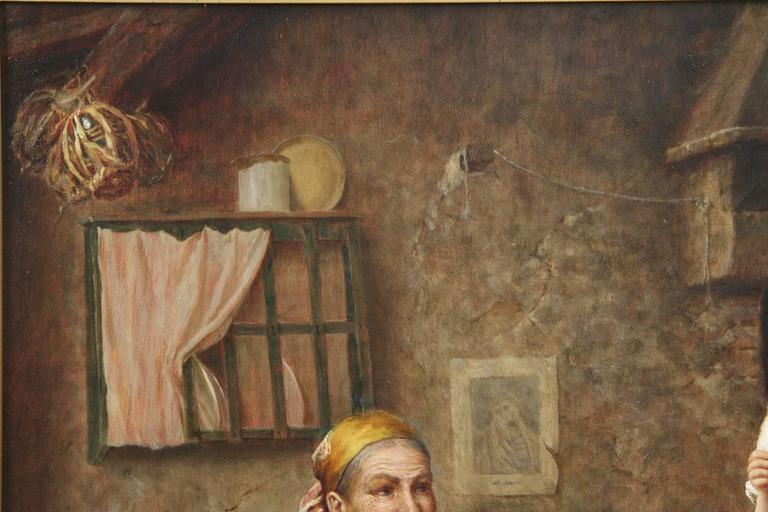 Emmanuel Costa Antique Interior Scene Painting, "Grandparents' Favorite ...