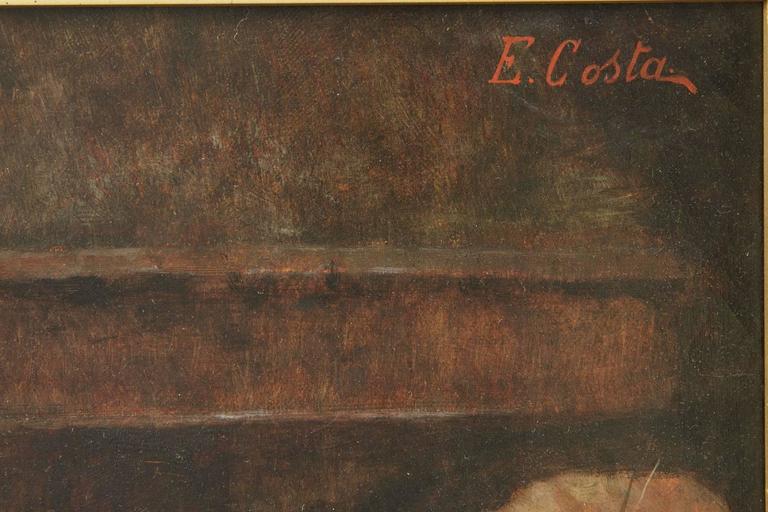 Emmanuel Costa Antique Interior Scene Painting, "Grandparents' Favorite ...