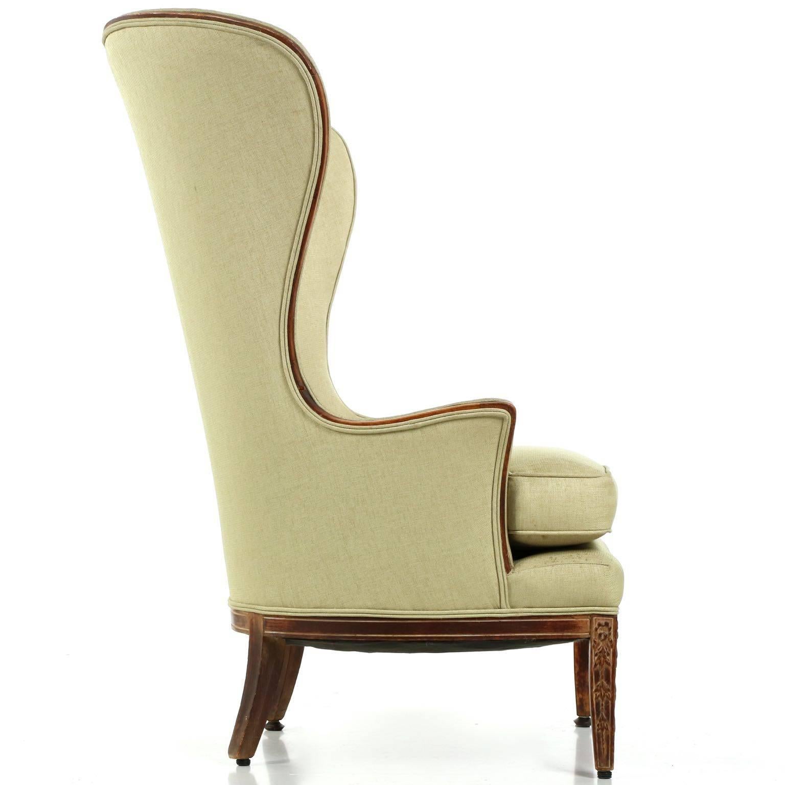 French Provincial Carved Beechwood Antique Wingback Armchair, 19th ...