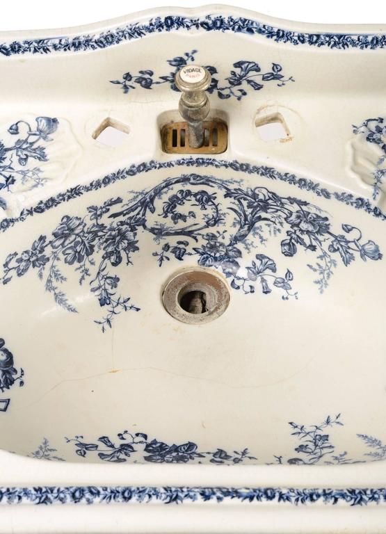 Decorative Sink Basin with Transfer Blue Floral Pattern at 1stDibs ...