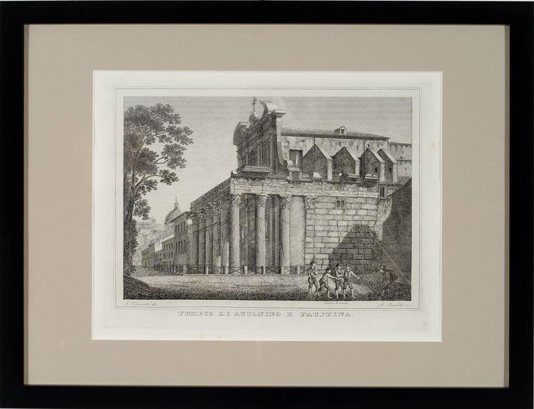 Six Italian Black and White Etchings, 19th Century at 1stDibs