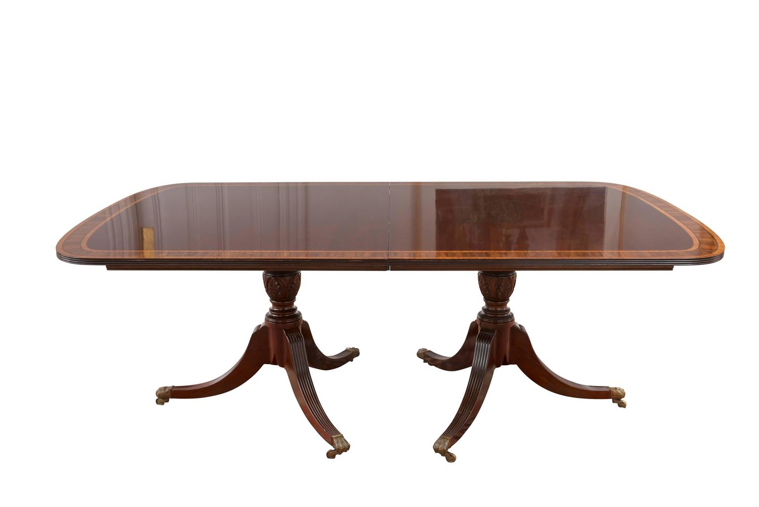 Sheraton Style Double Pedestal Mahogany Dining Table at 1stdibs