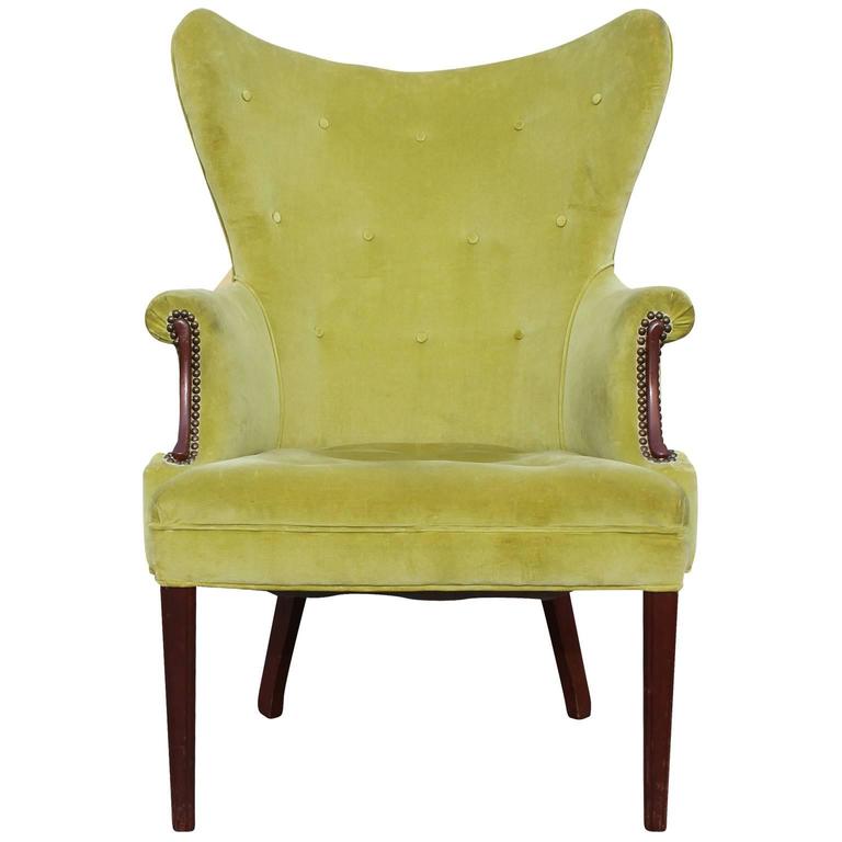 Pair of Mid-Century Tall Wingback Lounge Chairs at 1stDibs