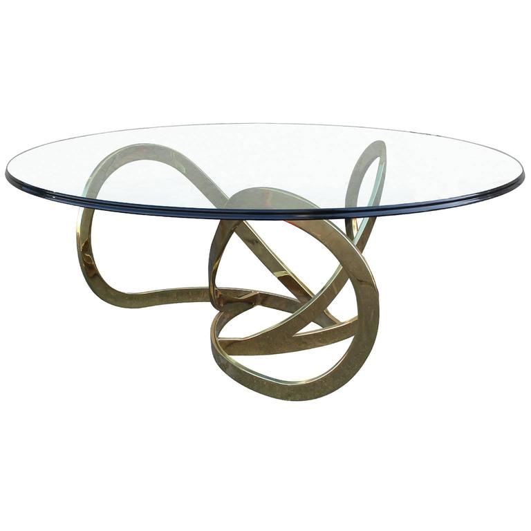 Sculptural Brass Ribbon Coffee Table at 1stDibs
