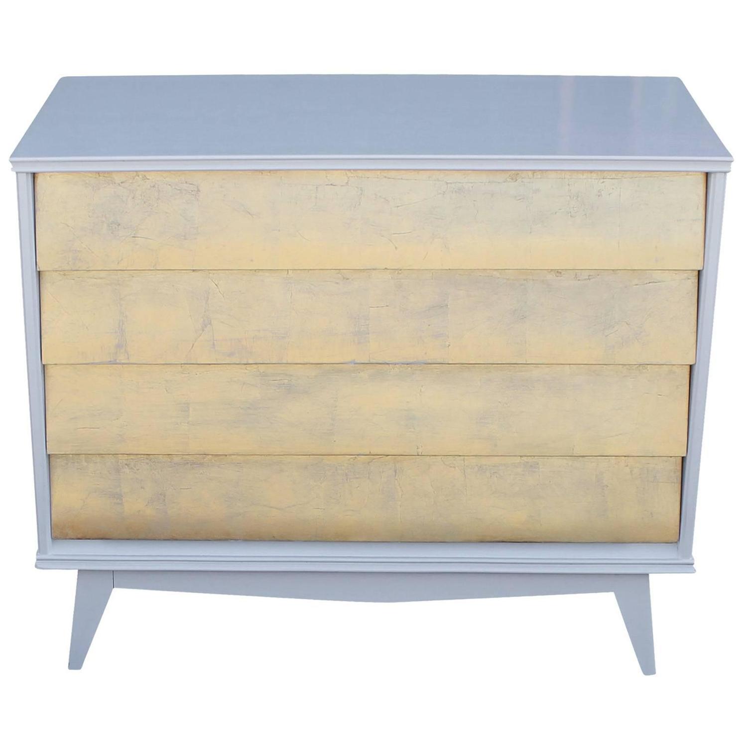 Stunning Luxe Gold Leaf and White Lacquered Dresser or Chest For Sale ...