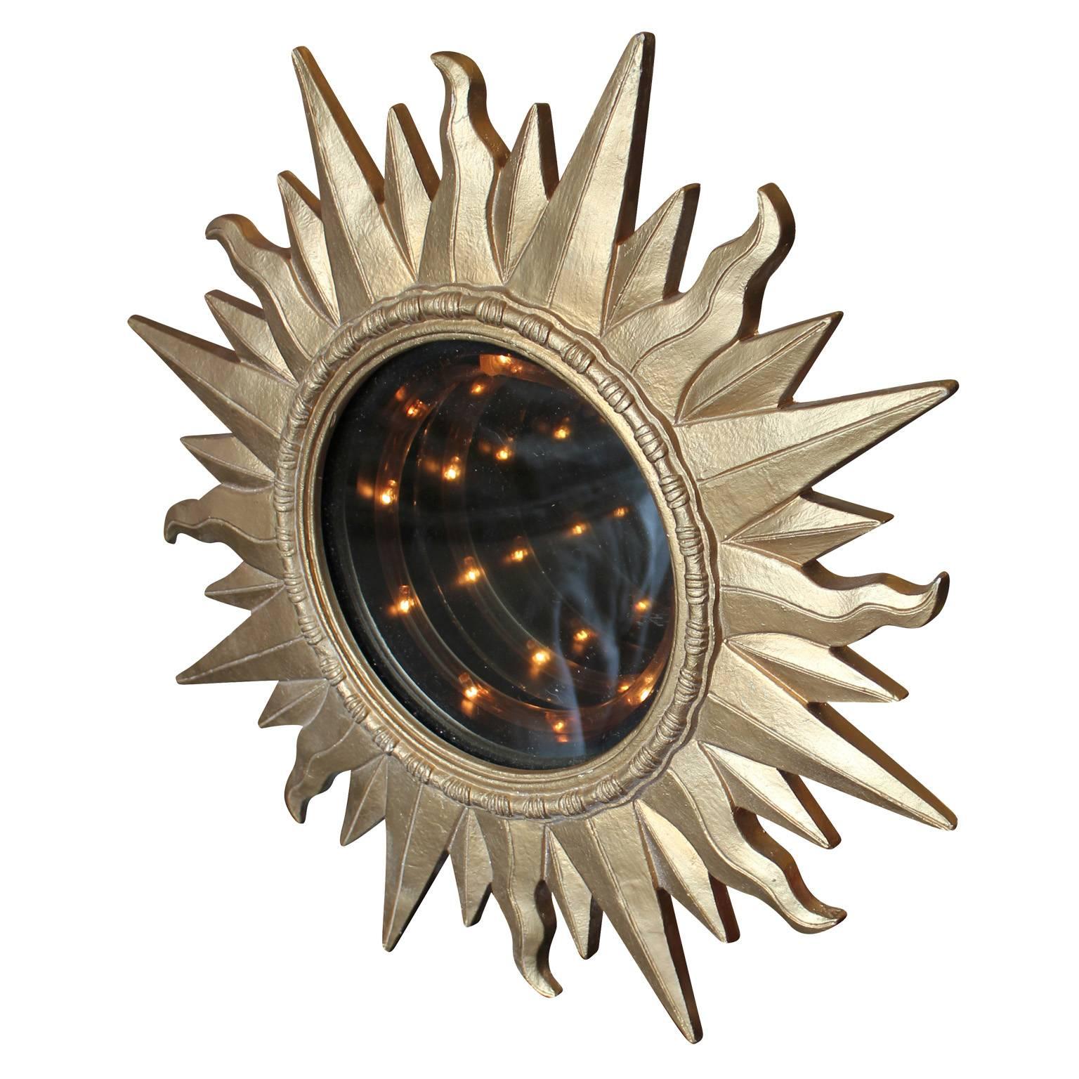 Luxe Pair of Sunburst Infinity Mirrors at 1stDibs