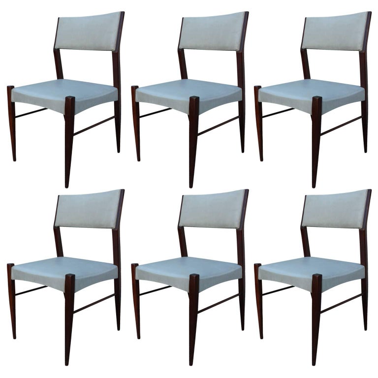 Set of Six Angular Italian Modern Dining Chairs in Grey Faux Leather ...