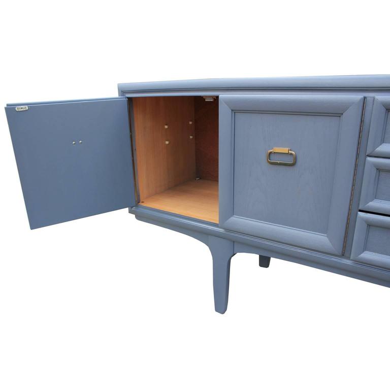 French Blue Grey Stained Sideboard with Brass Accents at 1stDibs