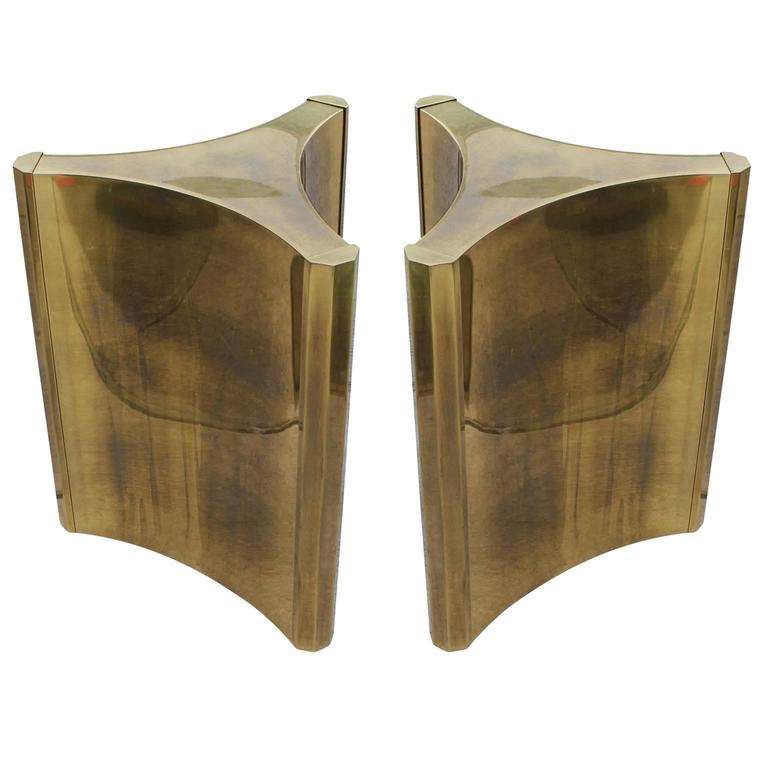Luxe Pair of Brass Mastercraft Pedestal Table Bases at 1stDibs