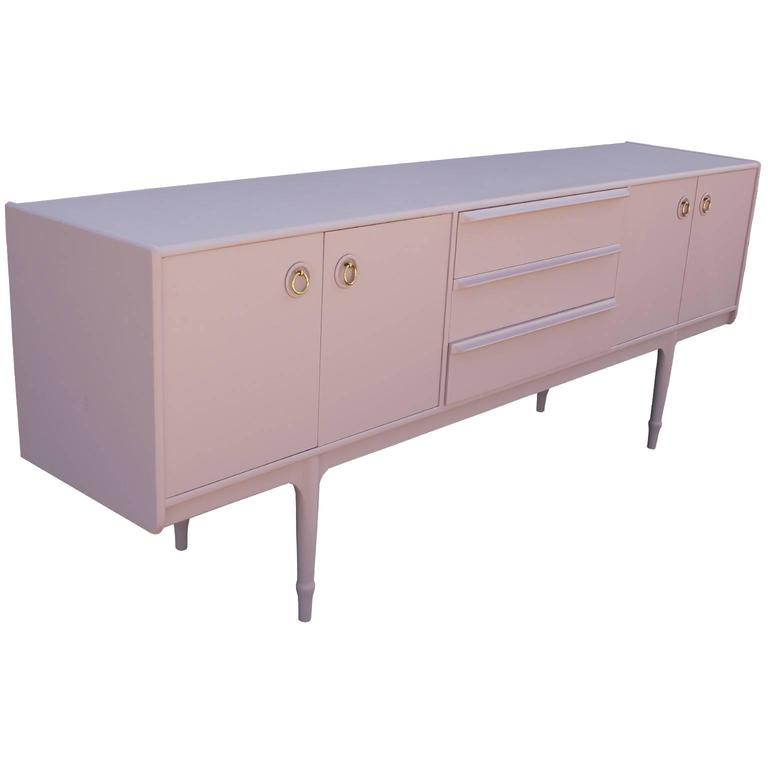 Glamorous McIntosh Sideboard in Hush Pink Lacquer with Brass Hardware ...