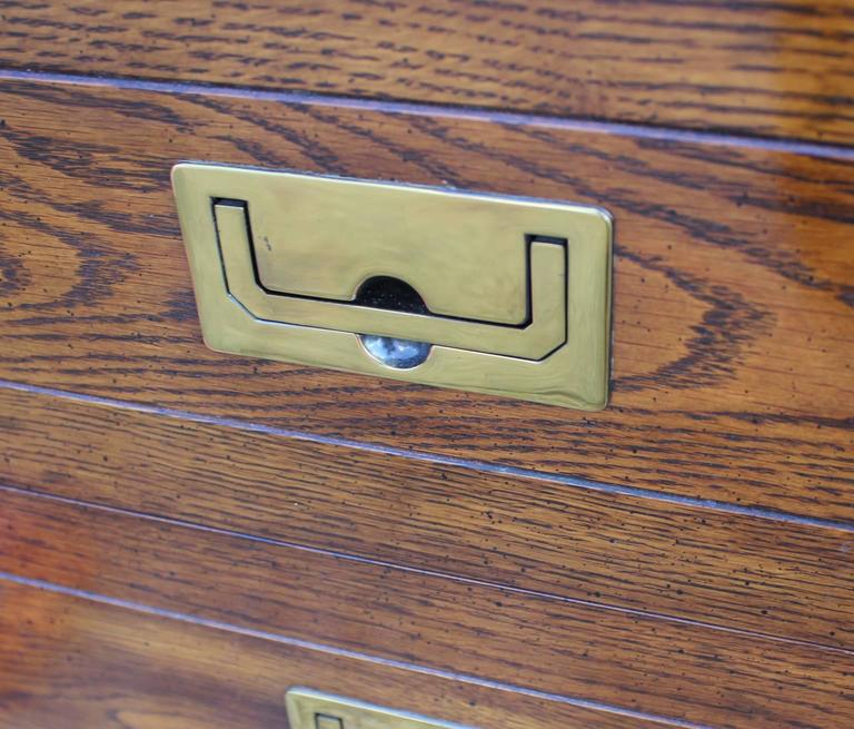 Walnut Campaign Style Modern Dresser with Polished Brass Hardware at ...