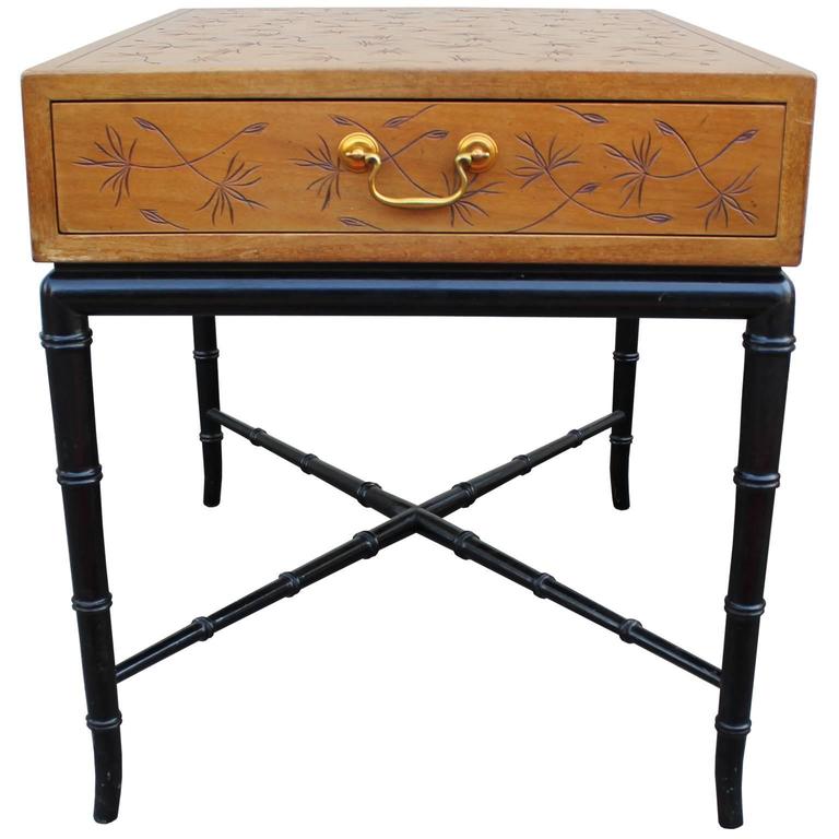 Pair of Incised Kittinger Modern Side Tables / Nightstands with Faux ...