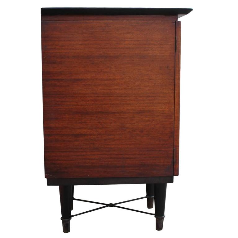 Two Tone Louvered Modern Beautility Sideboard with X-Base and Brass ...