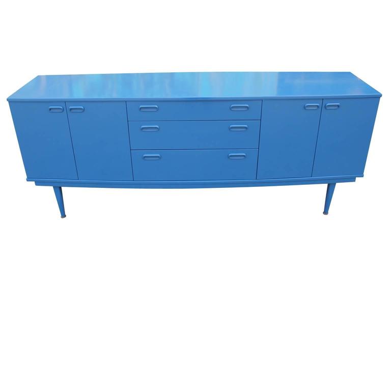 Modern Blue Lacquered Three-Drawer Sideboard at 1stDibs | blue metal ...