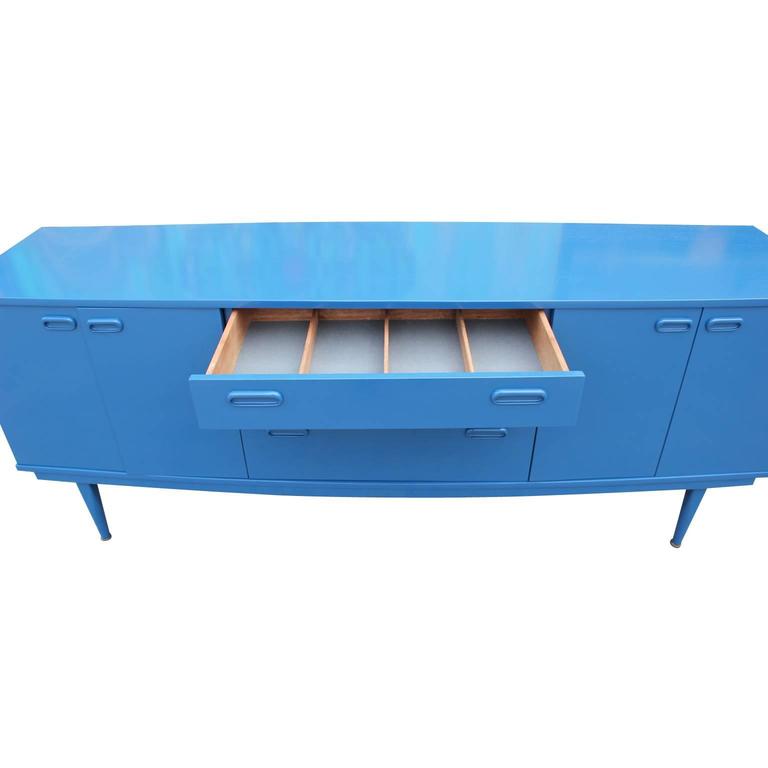 Modern Blue Lacquered Three-Drawer Sideboard at 1stDibs | blue metal ...