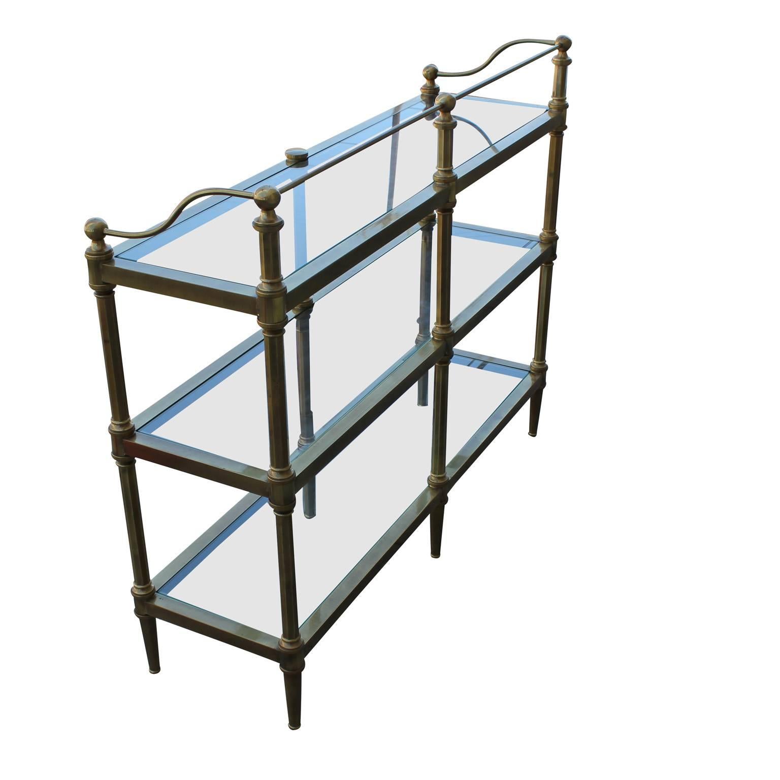 Solid Heavy Brass French Shelf or Display Table at 1stDibs