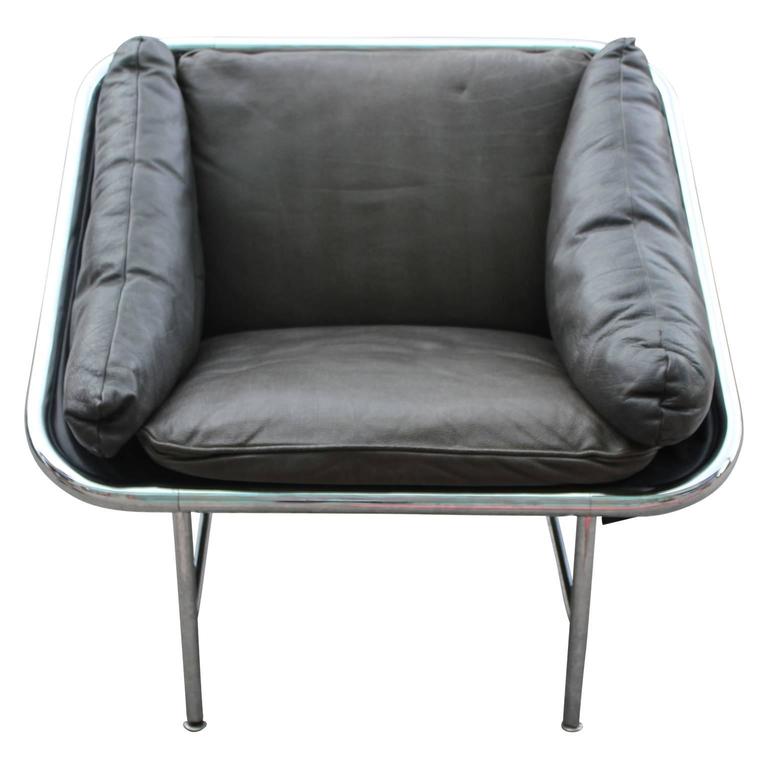 Modern George Nelson for Herman Miller Chrome and Leather Sling Chair ...