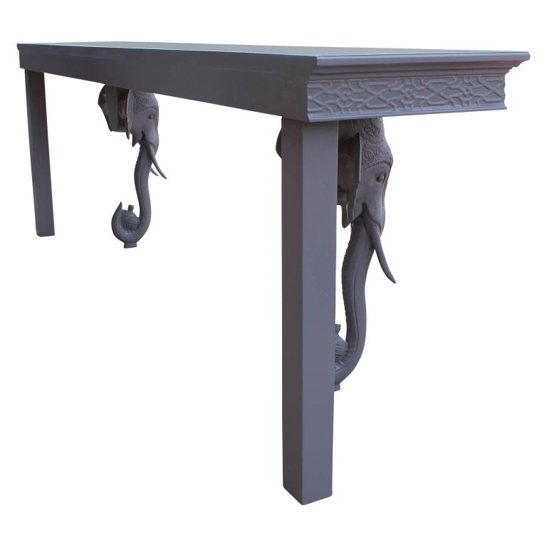 Hollywood Regency Modern Grey Lacquered Elephant Console Table by ...