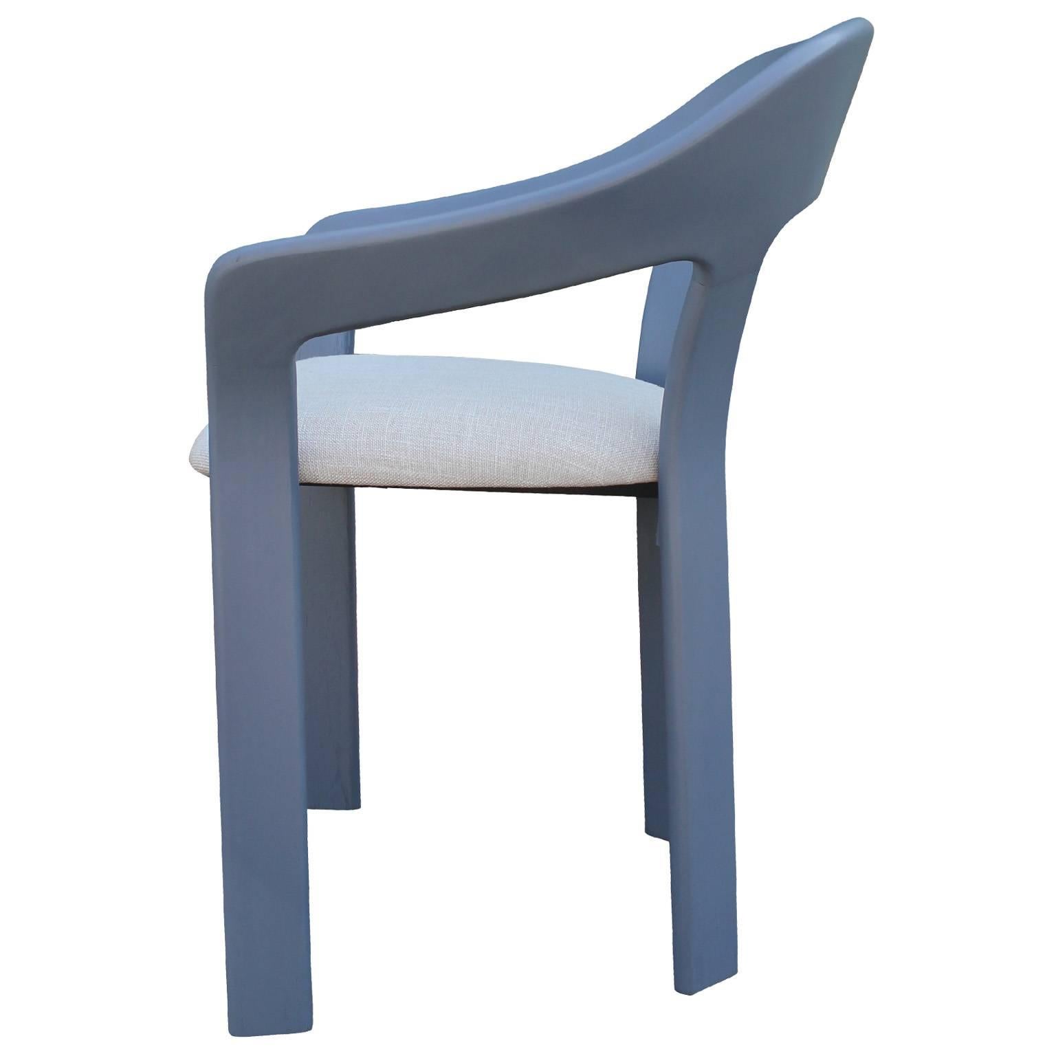 Set of Six Sculptural French Blue Grey Dining Chairs at 1stDibs ...