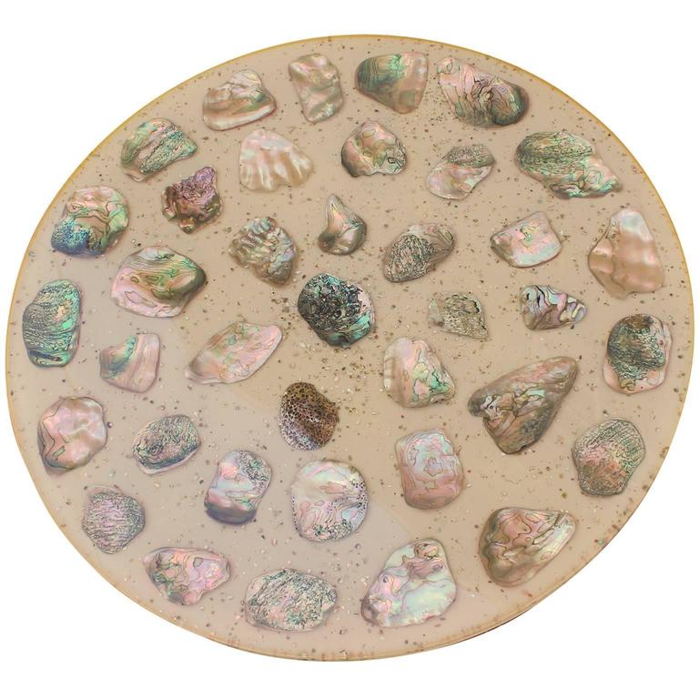 Unusual Pair of Resin and Abalone Round Side Tables at 1stDibs