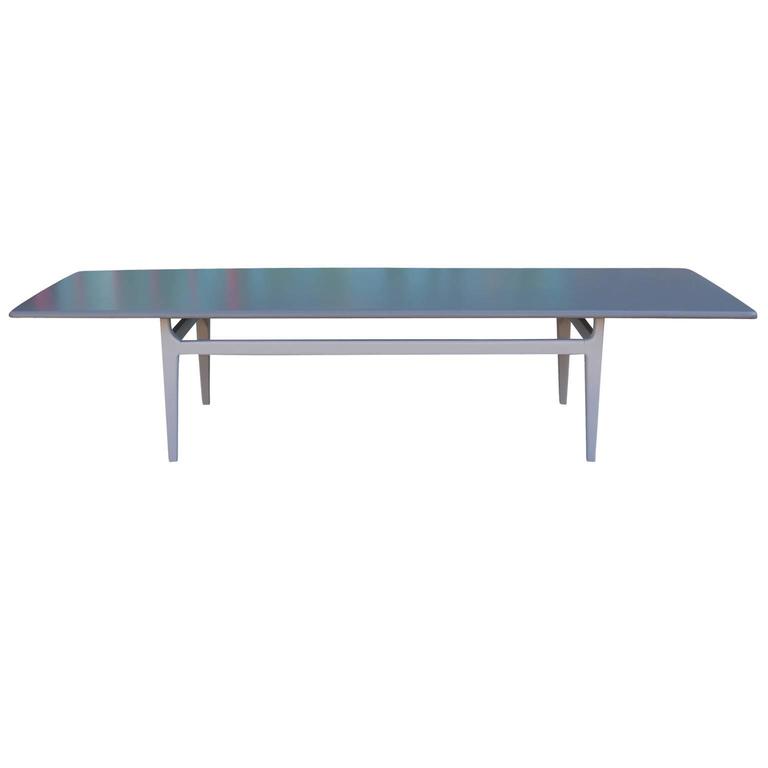 Lovely Modern Grey on Grey Rectangular Lacquered Coffee Table at 1stDibs