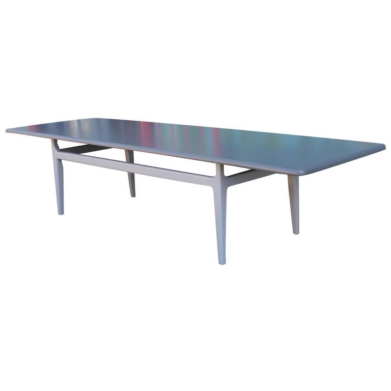 Lovely Modern Grey on Grey Rectangular Lacquered Coffee Table at 1stDibs