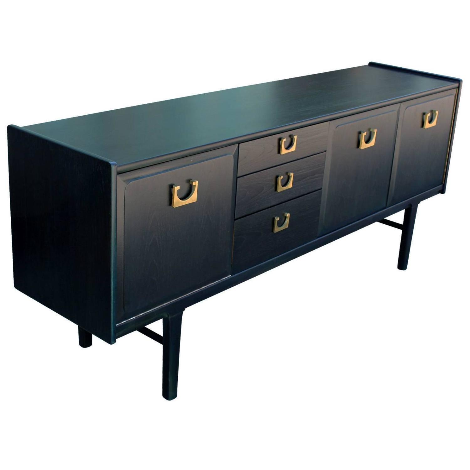 Bold Navy Dyed Sideboard with Brass Hardware at 1stdibs