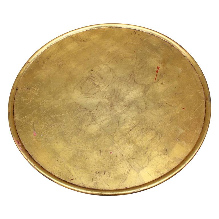 Modern Hollywood Regency Gold Leaf Round Side Table at 1stDibs