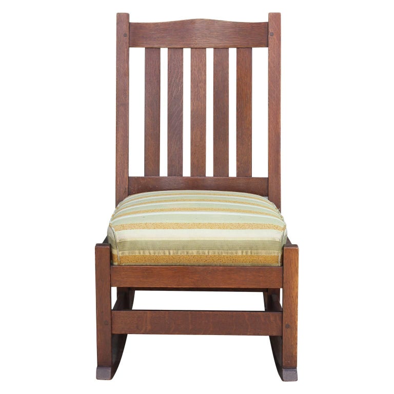 Signed Gustav Stickley Arts and Crafts Armless Rocking Chair with ...