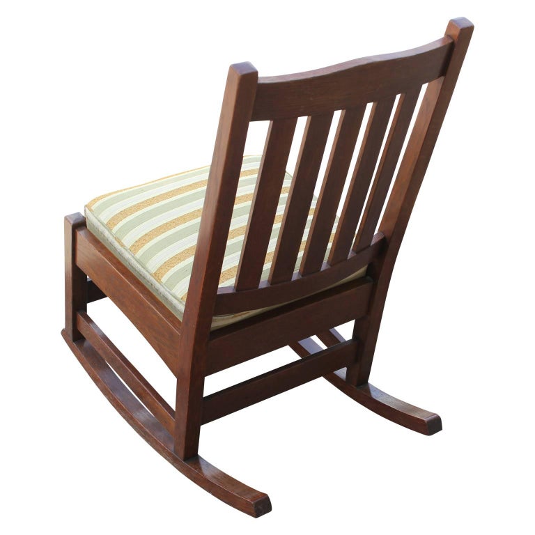 Signed Gustav Stickley Arts and Crafts Armless Rocking Chair with ...