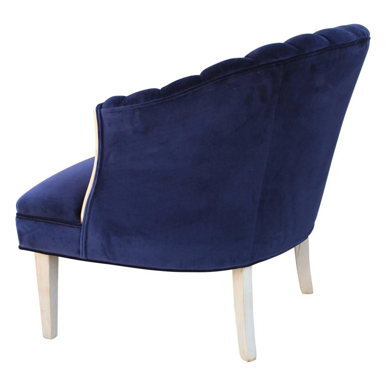 Pair of Modern Channel Back Lounge Chairs For Sale at 1stdibs
