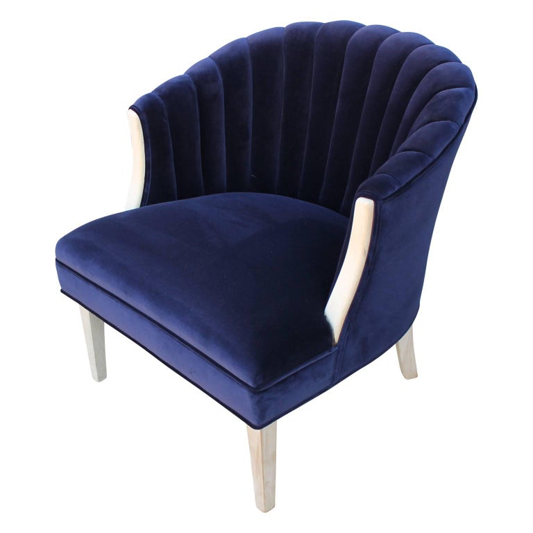 Pair of Modern Channel Back Lounge Chairs For Sale at 1stdibs