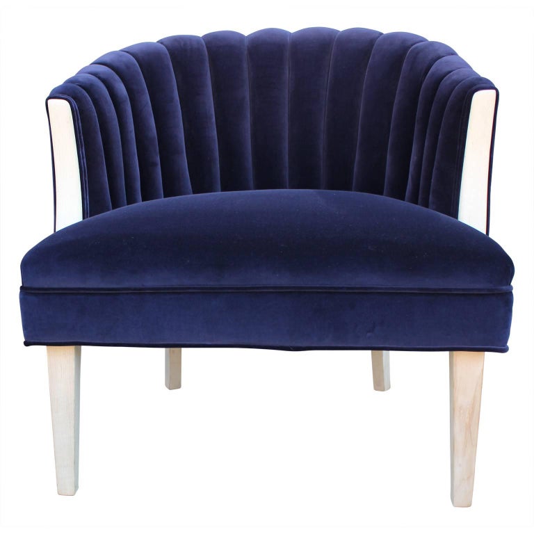 Pair of Modern Channel Back Lounge Chairs For Sale at 1stdibs