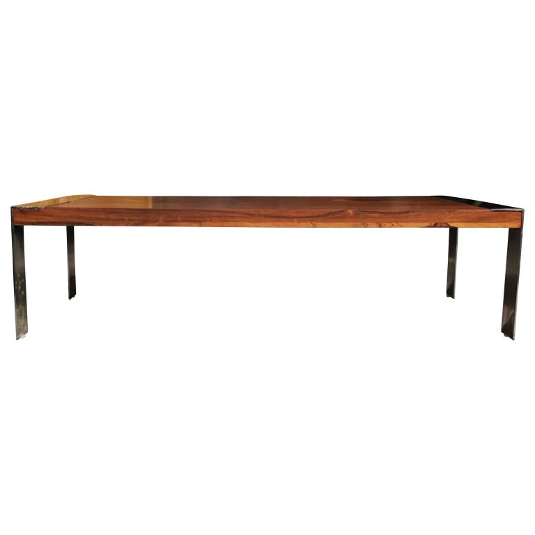 Modern Rosewood Chrome Rectangular Coffee Table by Flair at 1stDibs